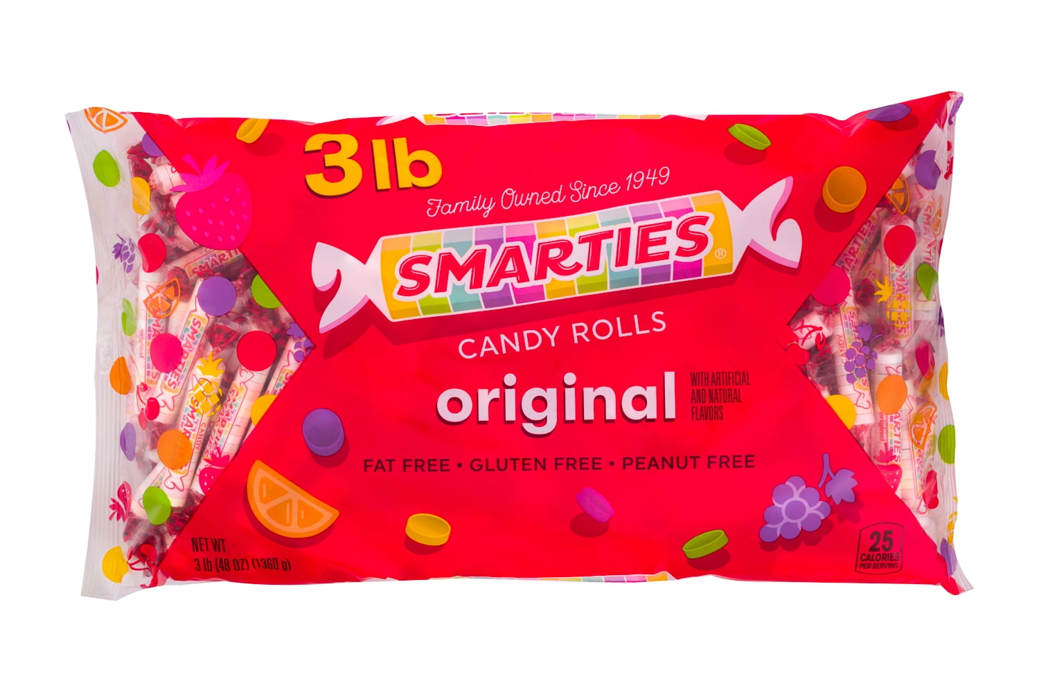 Smarties Original Large Bulk Candy Rolls, Individually Wrapped, 48 Oz ...