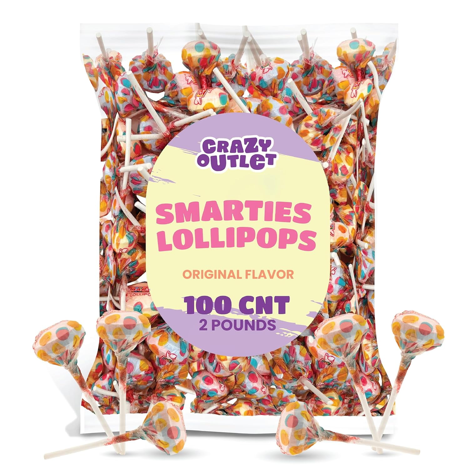 Smarties Original Vegan Friendly Lollipops, Gluten-Free Hard Candy, 2 ...