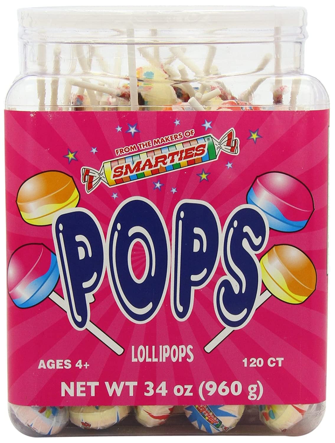 Smarties, Smarties Pops, 120 Count, 34 Ounce - Walmart.com