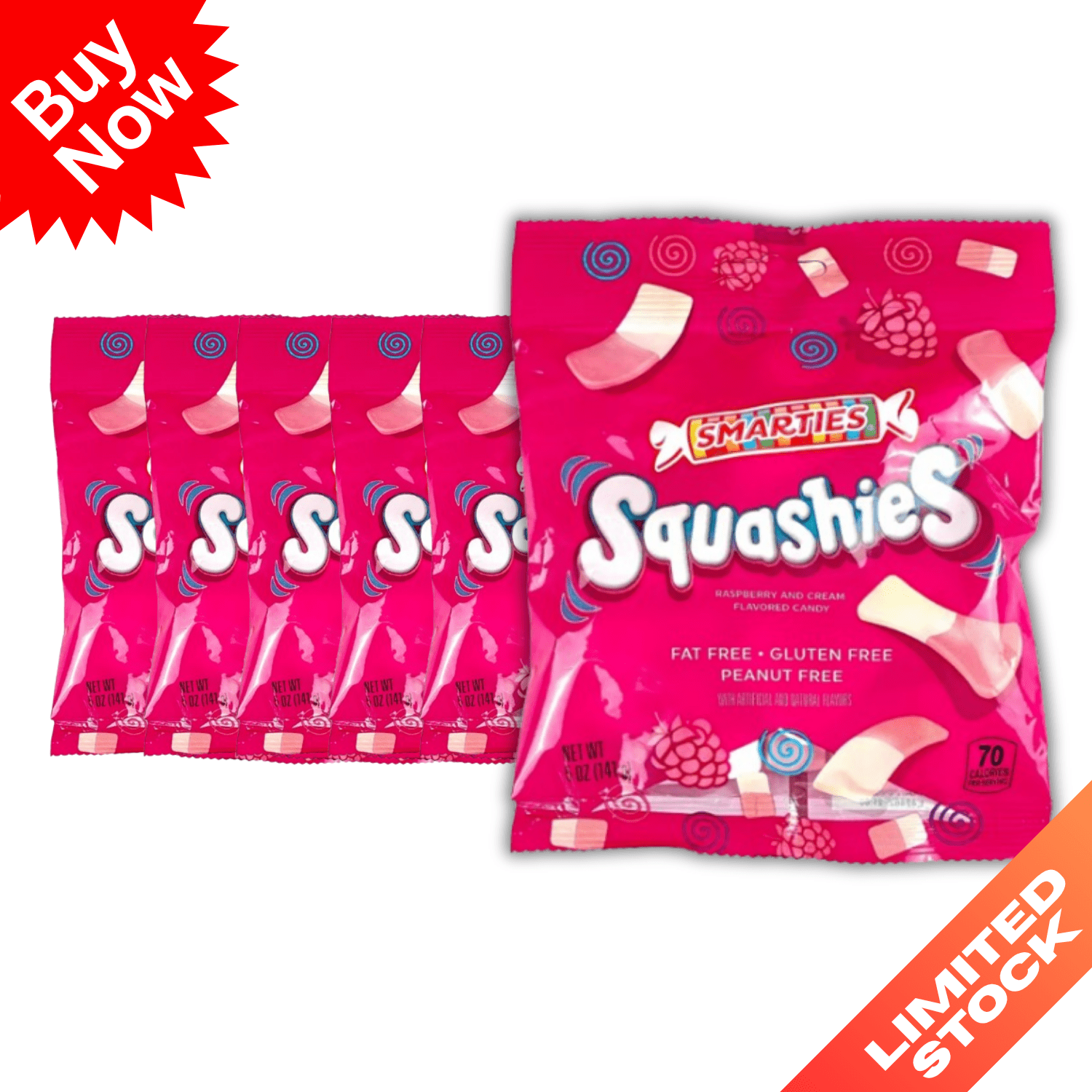 Smarties Squashies Candy, Soft & Chewy Fruity Candy, 5 oz, 6 Pack ...