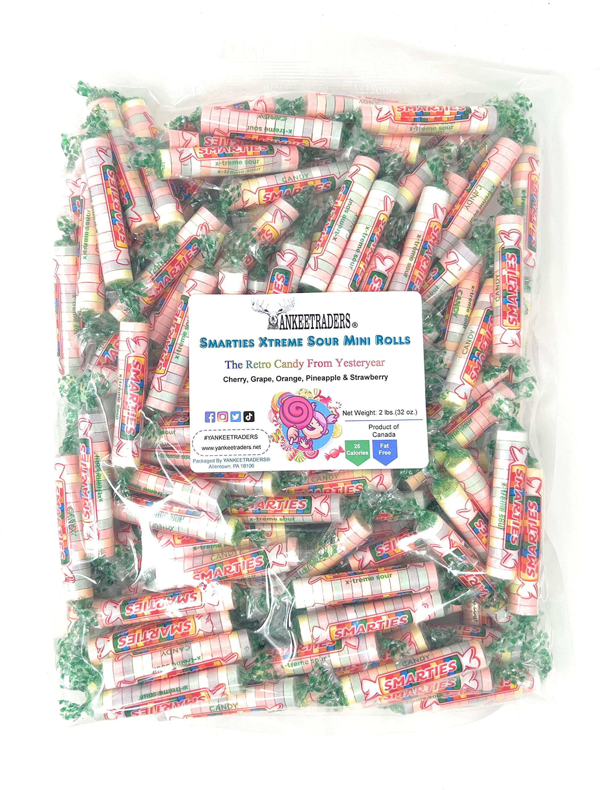 Smarties Xtreme Sour Candy, BCF26 2 Pound Bulk Bag - Walmart.com