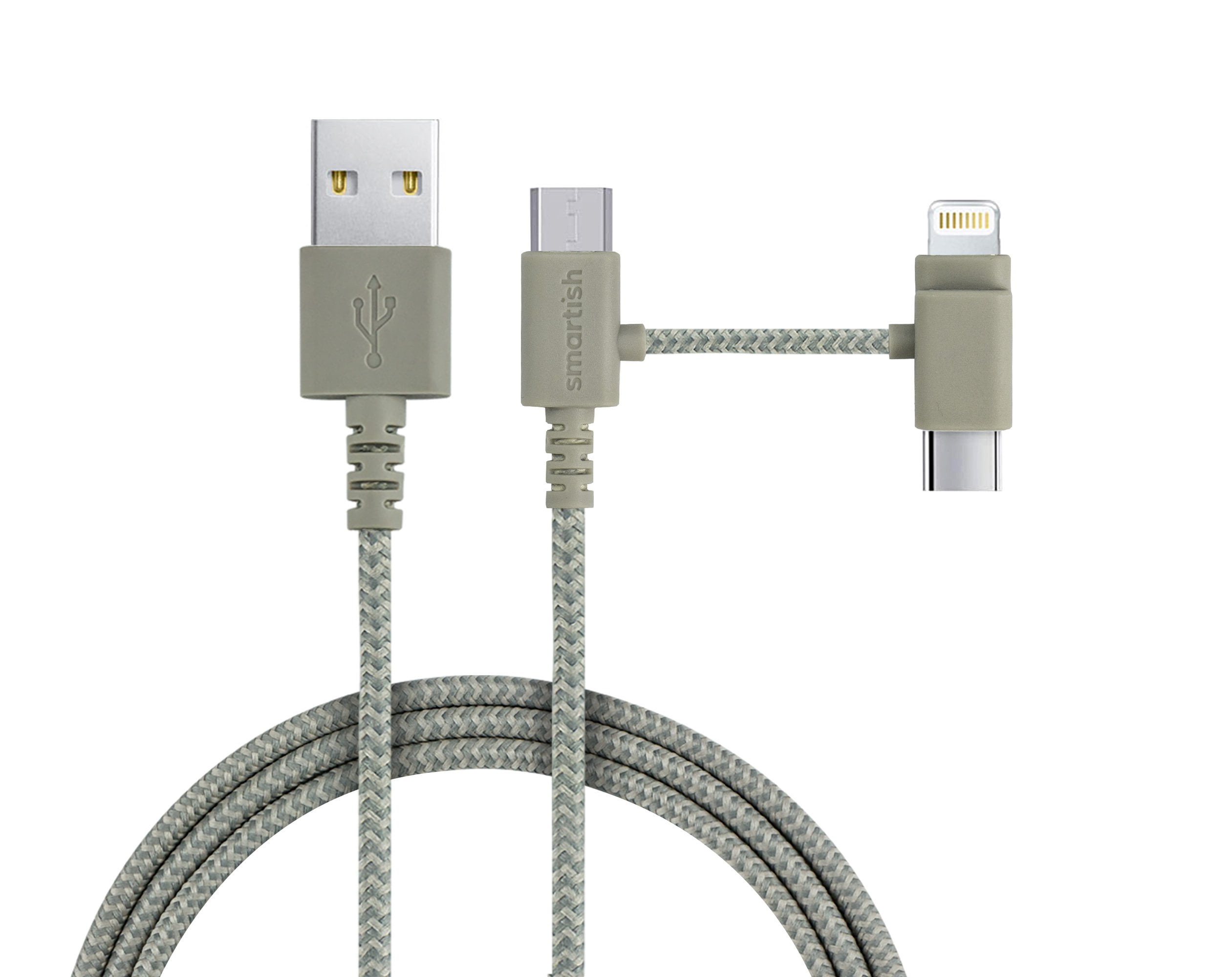 Smartish 3-in-1 Universal Fabric Wrapped 6ft Charging Cable - Crown ...