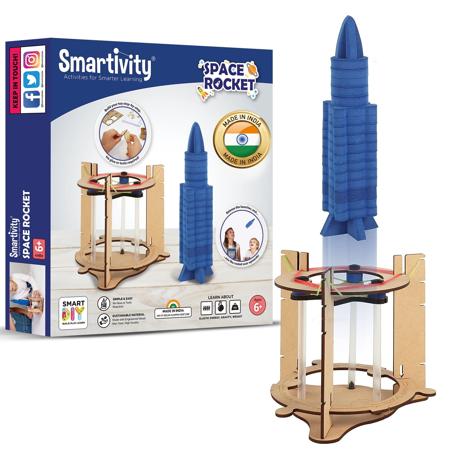 Smartivity, Space Rocket, Science Kit, Wood, DIY STEAM Kit, Ages 6-14 ...