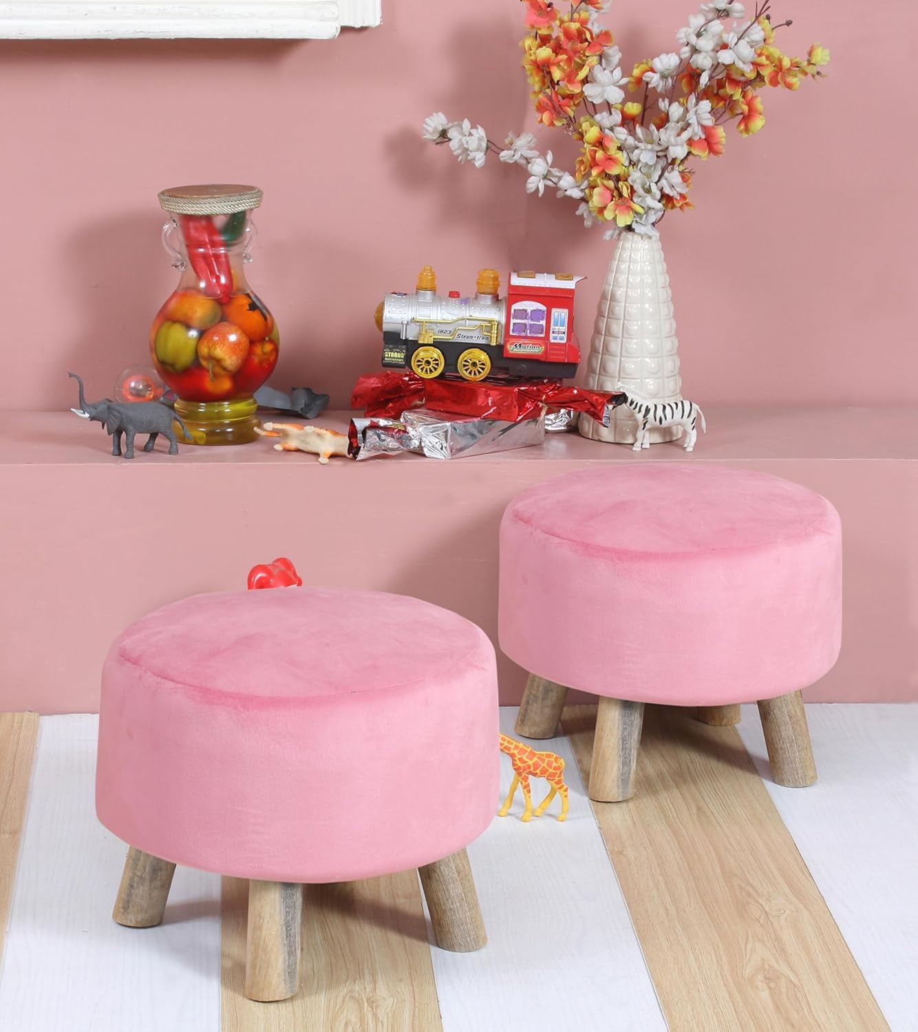 Smartkart Ottoman Kids pouffe Small Stool for Baby Chair Study Table Stool for Kids Room Baby ...