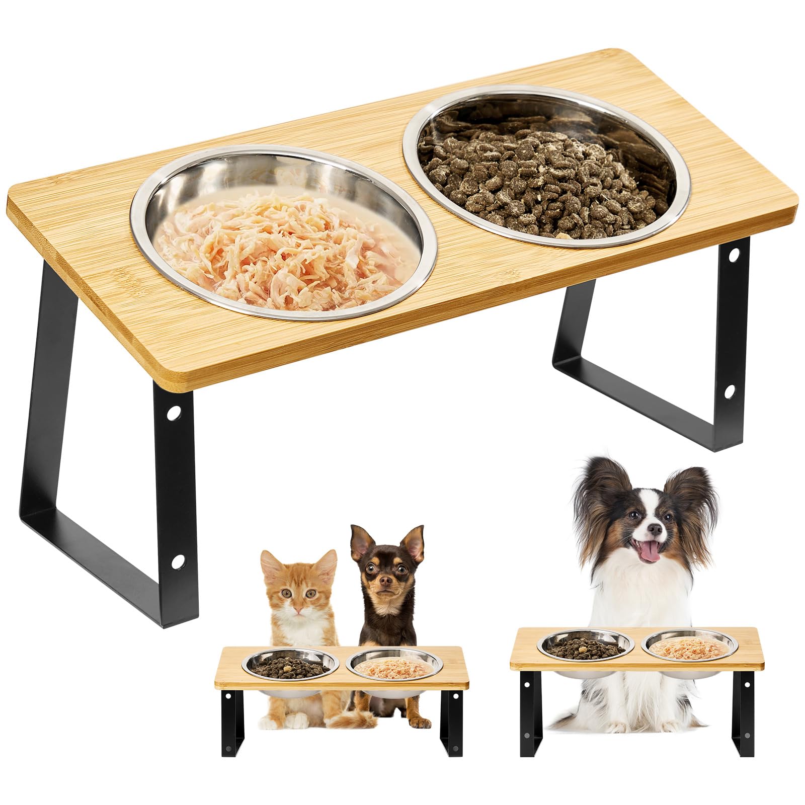 Smartoo Cat Food Bowl 304 Stainless Steel Elevated Cat Bowls 15° Raised ...