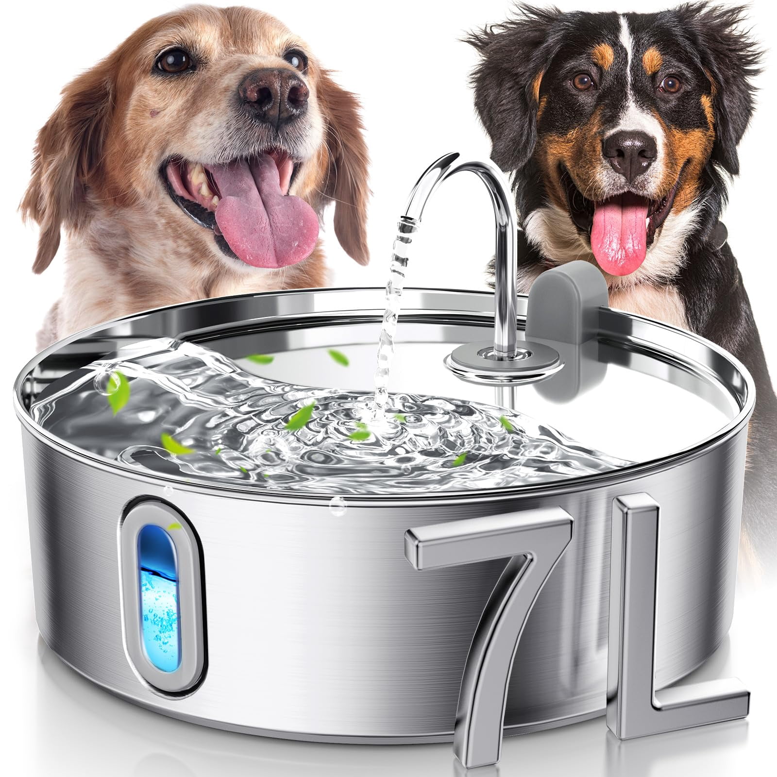 Smartoo Dog Water Fountain for Large Dogs 7L/236oz Steel Dog Water Bowl ...