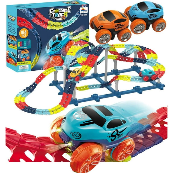 Smartoon Kids Anti Gravity Race Track Set – with LED Light-Up Race Car & Interchangeable Car ...