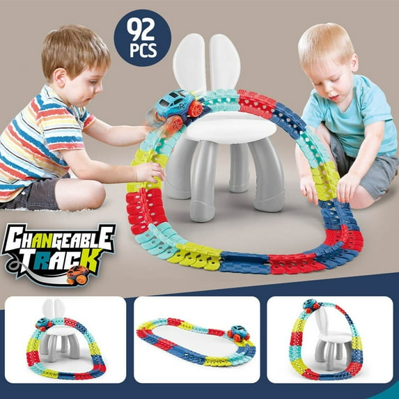 Smartoon Kids Race Track Set, Anti-Gravity Flexible Track Toy with LED ...