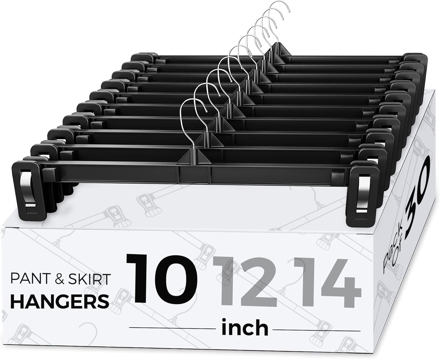 Smartor Pants Hangers - 30 Pack, Plastic Pant Hanger with Non-Slip Big Clips, Bottom Hangers for ...