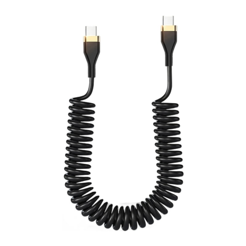 Smartphone Double Port Type C Charging Cord Cable 1.8Meter Spring ...