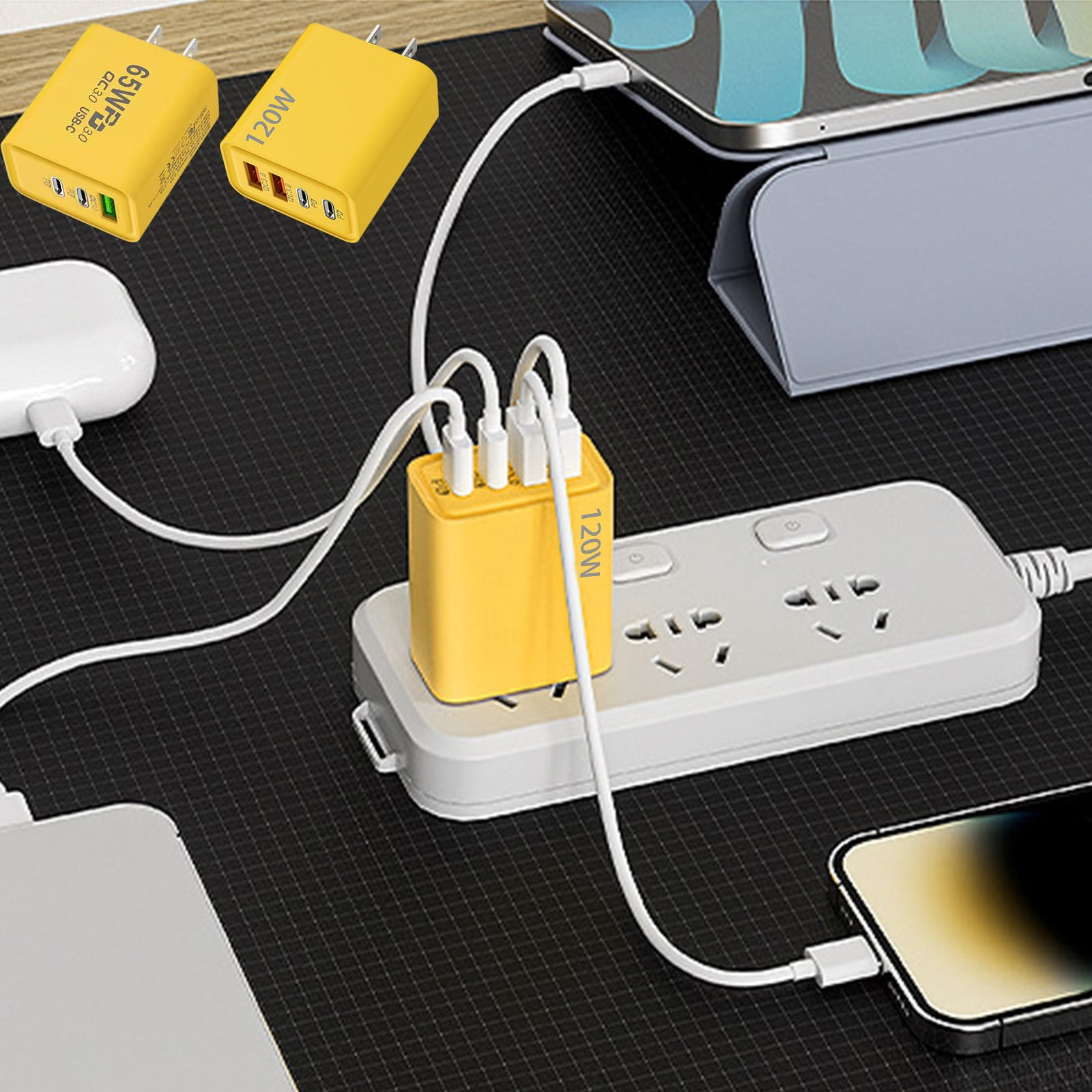 Smartphone Fast Charging Plug | 2 USB Type-C & 1/2 USB Ports ...