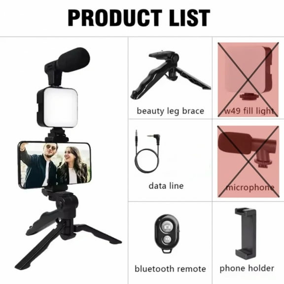 Selfie Photography Video Handheld Vlog Stand Tripod Stabilizer Kit LED ...