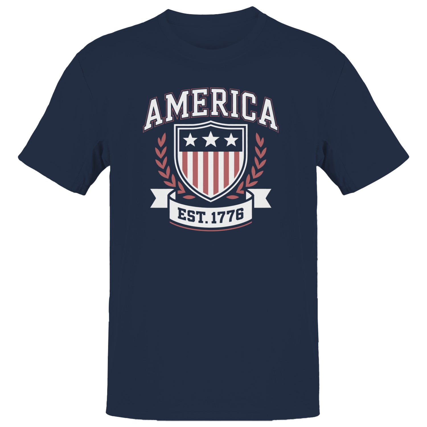 Smartprints America Est. 1776 Patriotic Shield Men's T-shirt, Navy, 2XL ...
