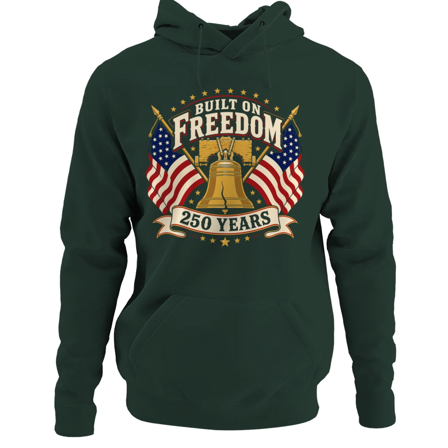 Smartprints Built on Freedom Liberty Bell Men's Hoodie Forest Green ...