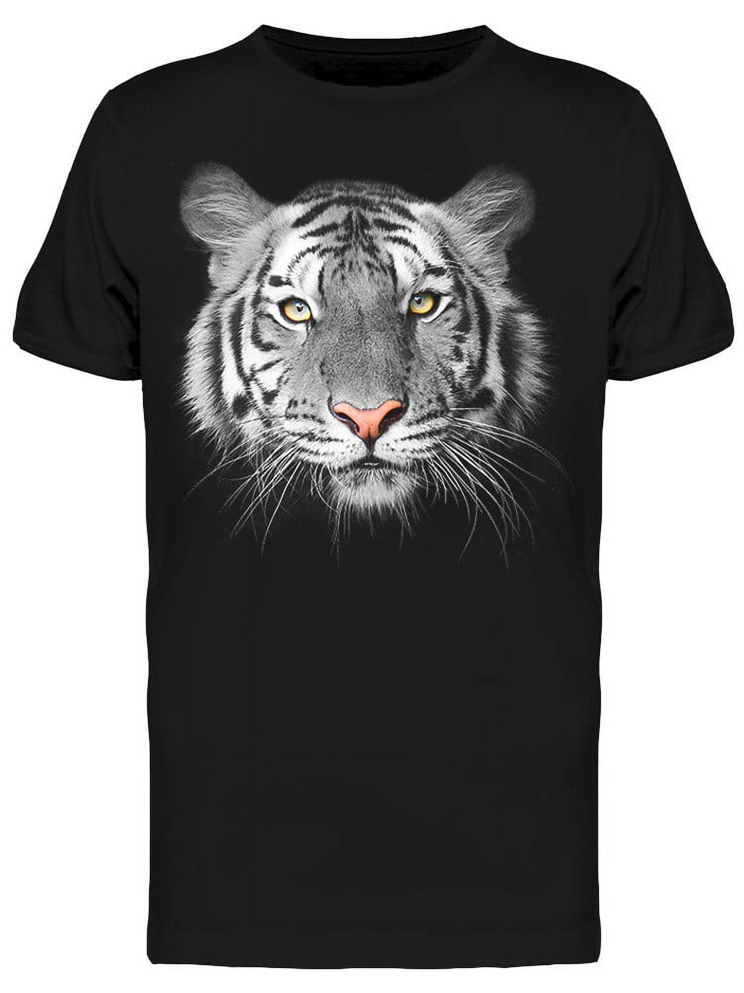 Smartprints Mens Graphic Tee - Close Up Portrait Of White Tiger - Regular Fit 100% Cotton ...