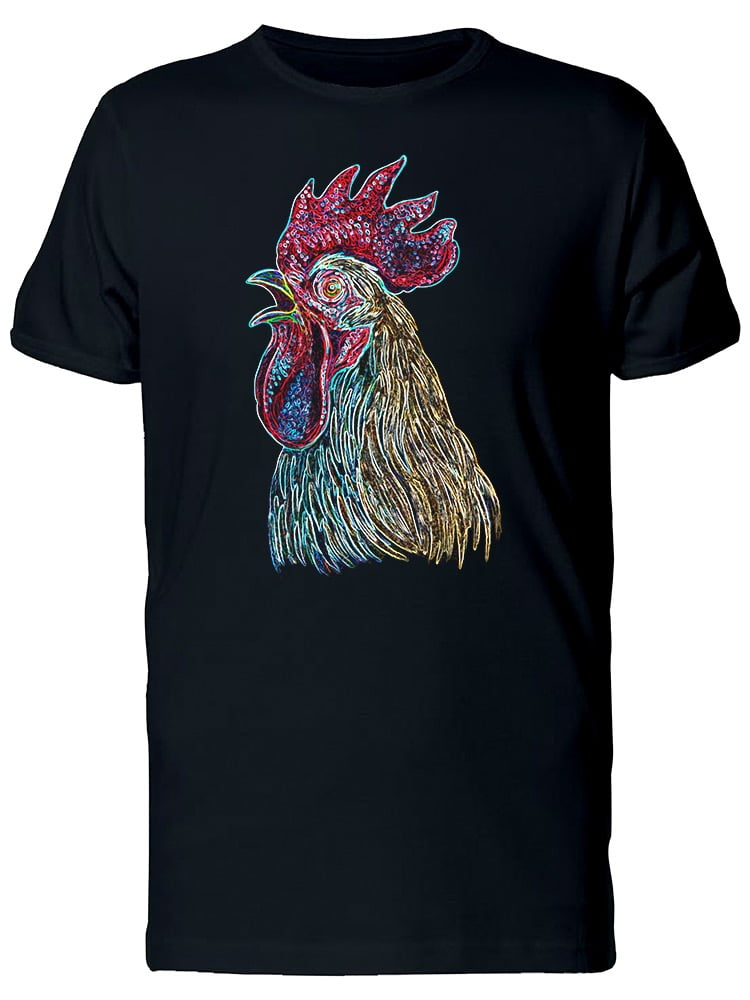 Smartprints Mens Graphic Tee - Colorful Rooster Sketch - Regular Fit ...