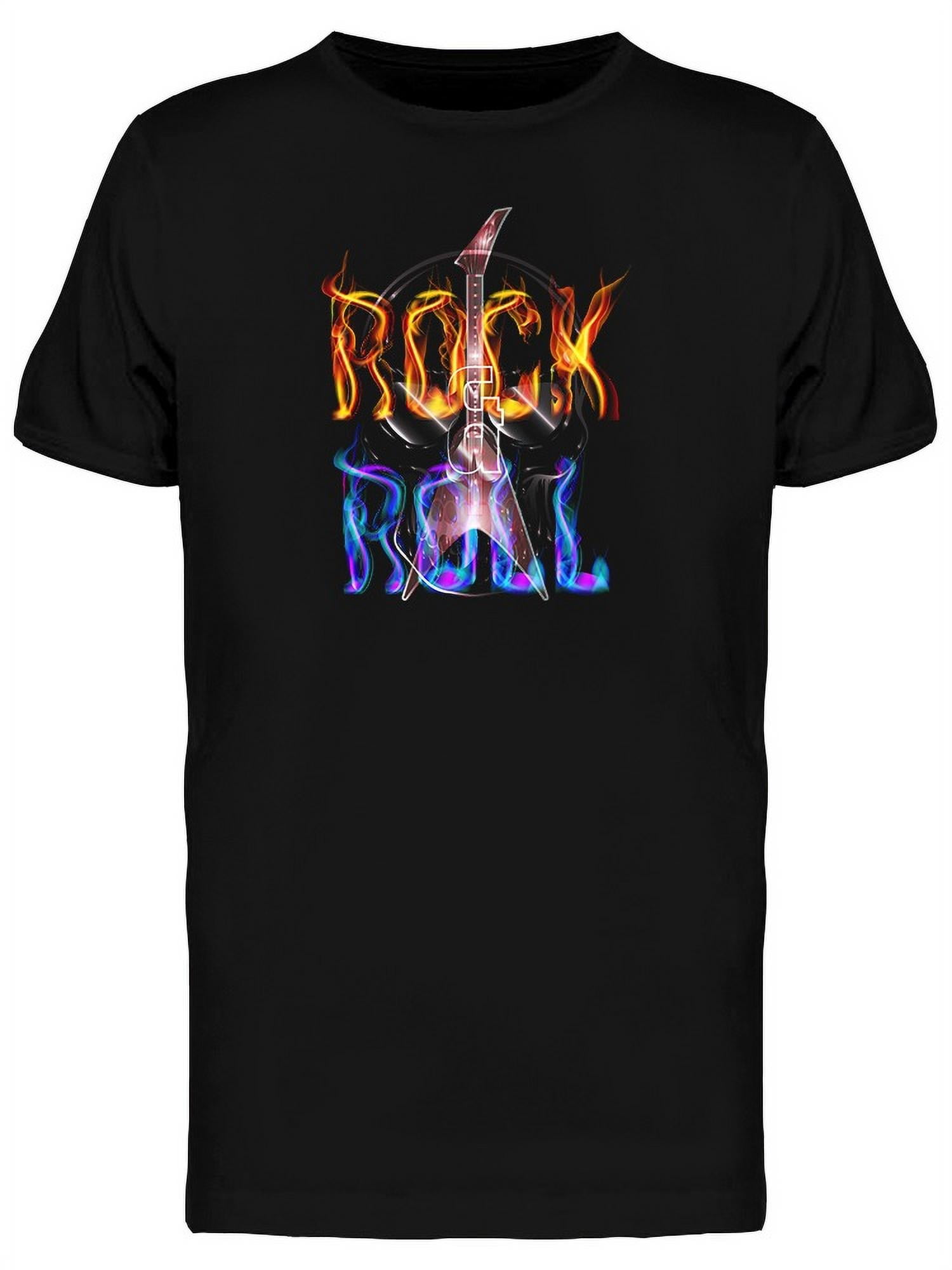 Smartprints Mens Graphic Tee - Flaming Rock And Roll Graphic - Regular Fit 100% Cotton - Walmart.com