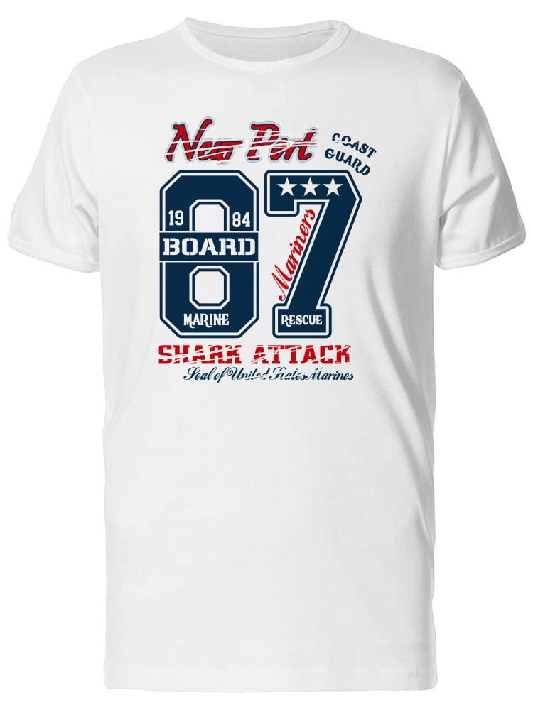Smartprints Mens Graphic Tee - New Port 87 Board Shark Attack - Regular Fit 100% Cotton ...