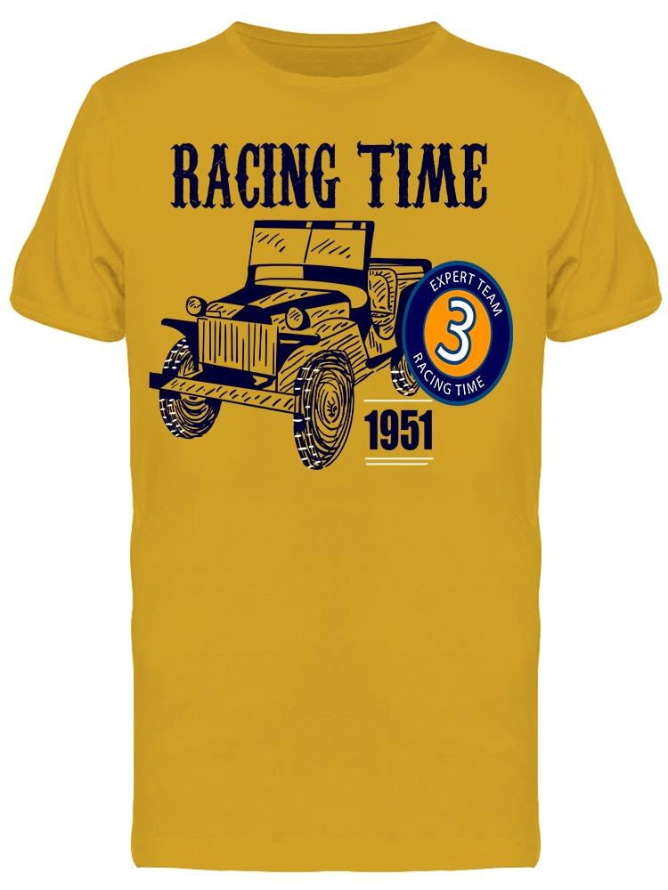 Smartprints Mens Graphic Tee - Racing Time, Vintage Car - Regular Fit 100% Cotton - Walmart.com