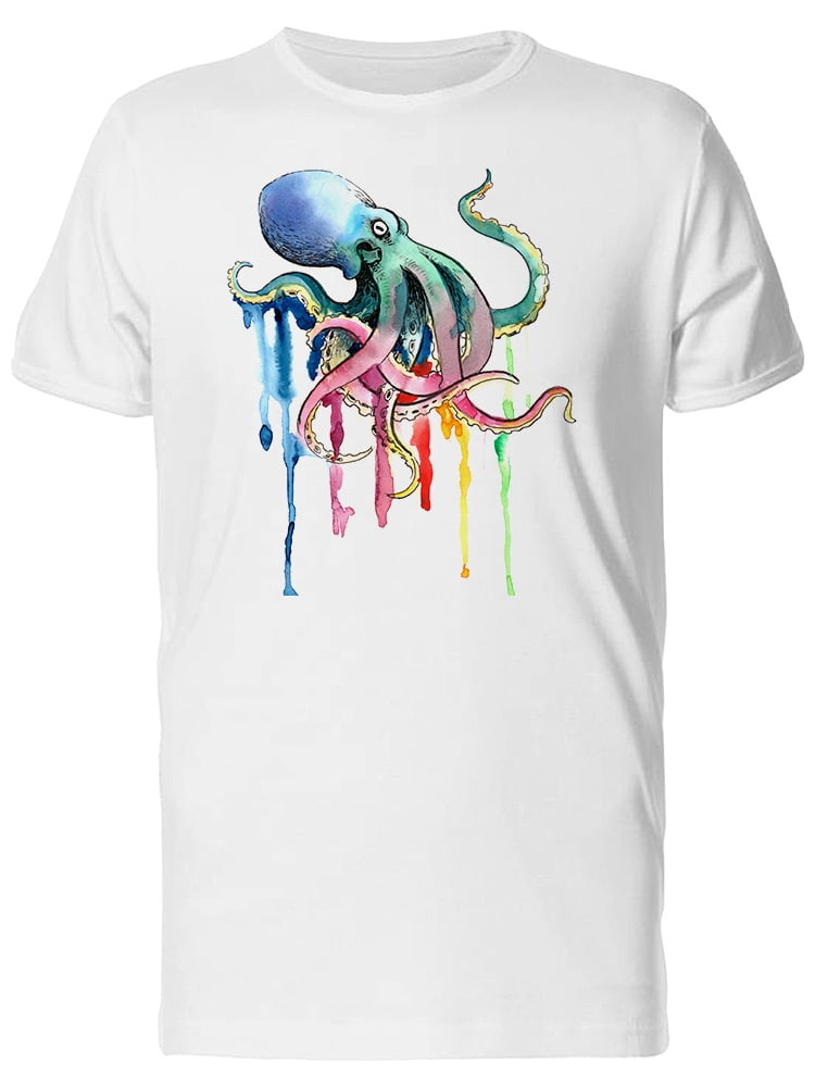 Smartprints Mens Graphic Tee - Rainbow Octopus Dripping Paint - Regular ...