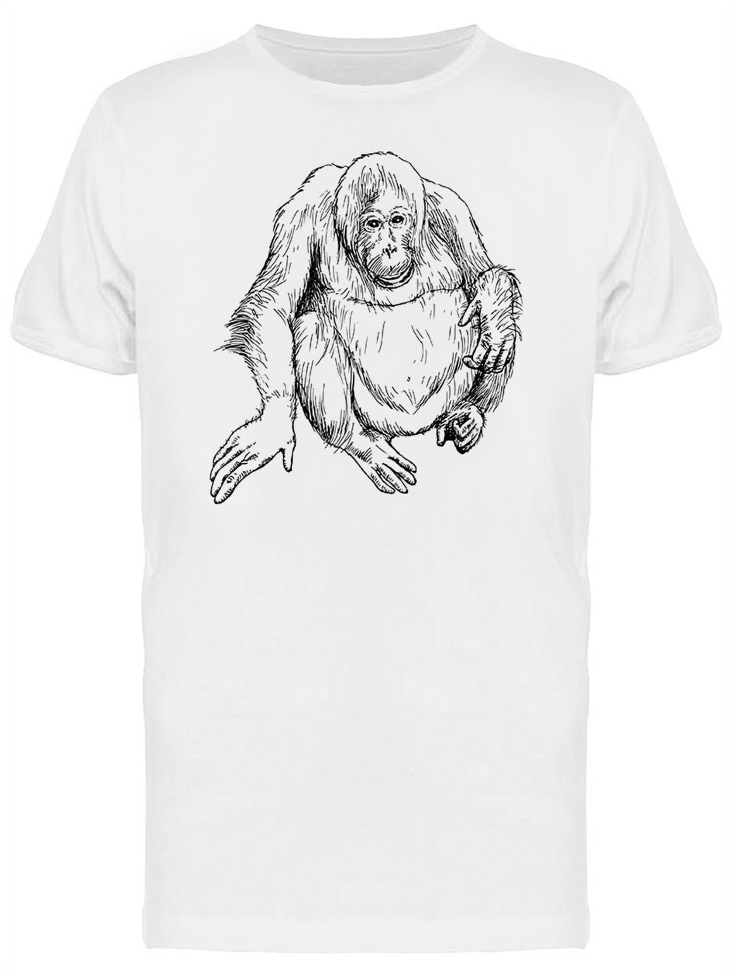 Smartprints Mens Graphic Tee - Sketch Of Sitting Orangutan - Regular ...