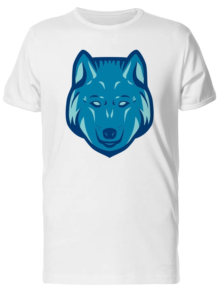 Smartprints Mens Graphic Tee - Wolf Head Blue Logo - Regular Fit 100% ...