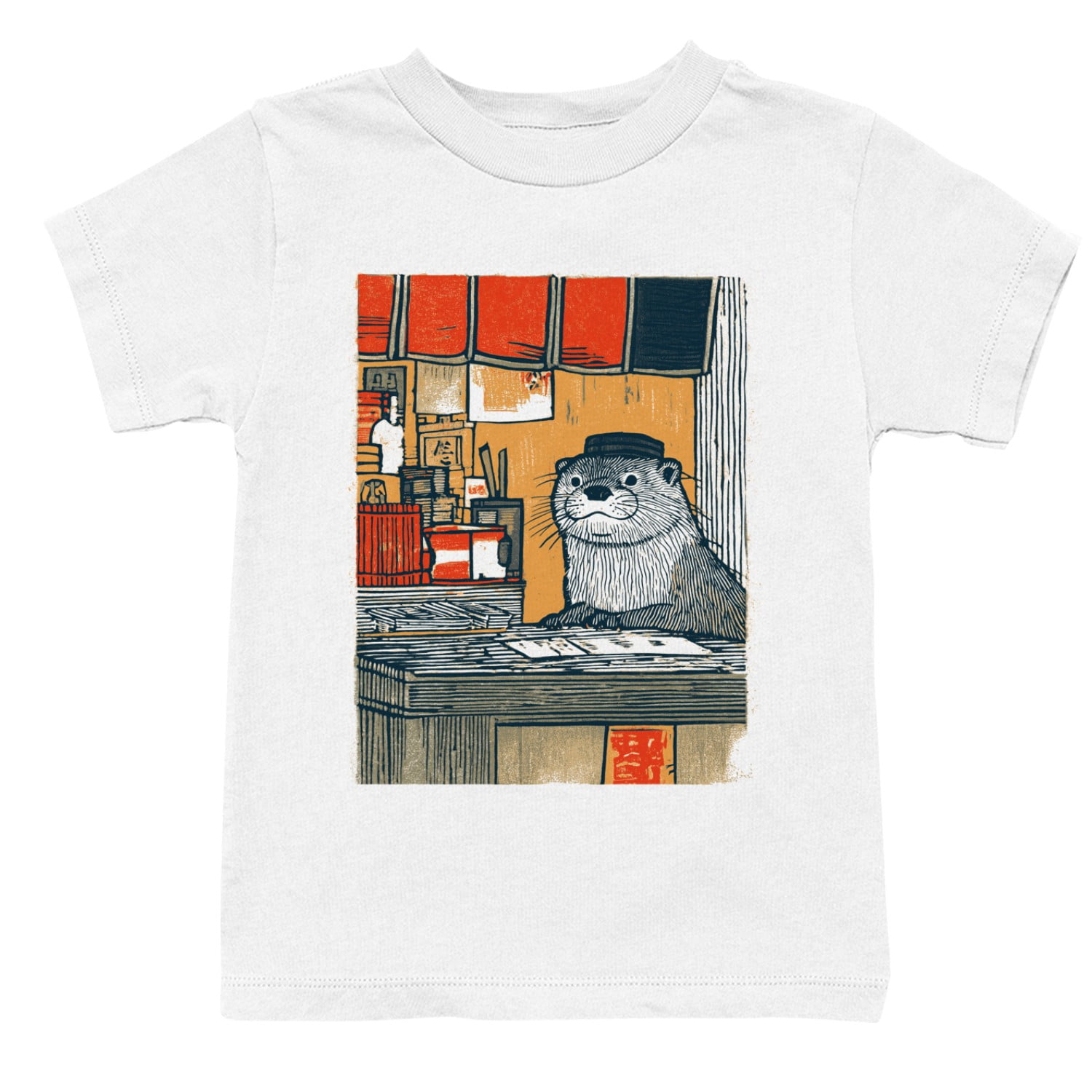 Smartprints Otter Shopkeeper Vintage Market Youth's T-Shirt White ...