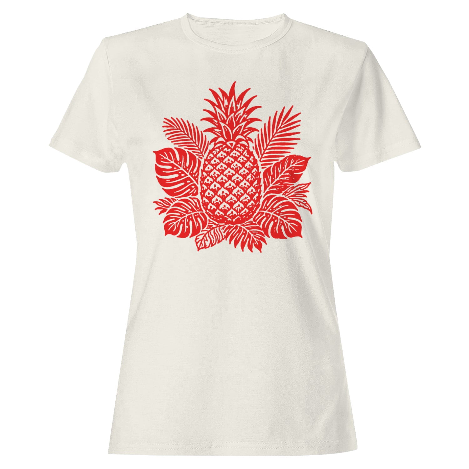 Smartprints Red Tropical Pineapple Women's Tee Off White, Cotton, L ...