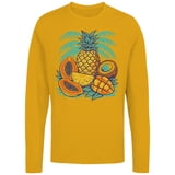 Smartprints Tropical Pineapple Mango Coconut Women's Long Sleeve Gold ...