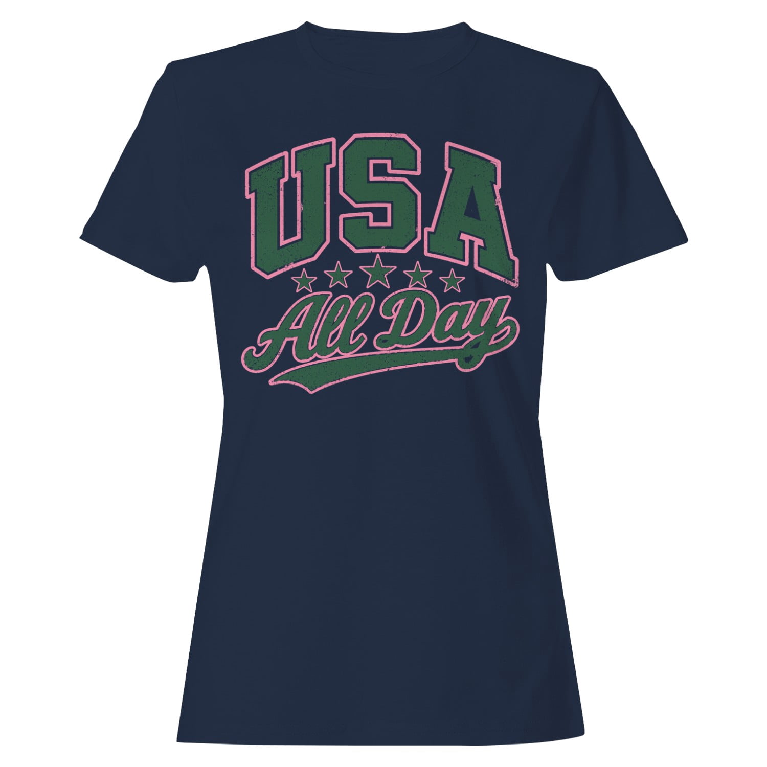Smartprints Usa All Day Vintage Retro Stars Women's T-Shirt Navy ...