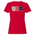 Smartprints Usa Patchwork Stars Women's T-Shirt Red, Cotton, M ...