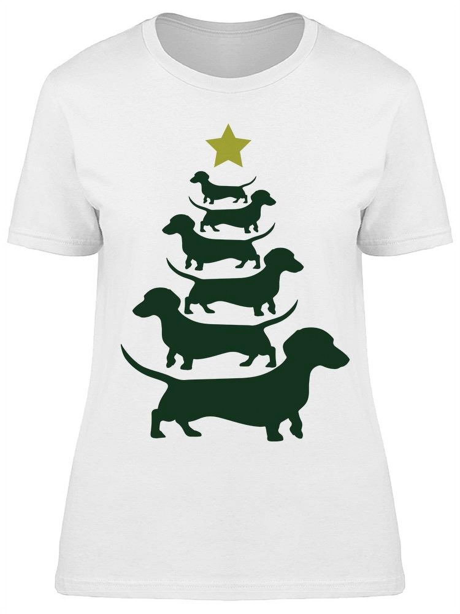 Smartprints Womens Graphic Tee - Dachshund Christmas Tree - Regular Fit ...