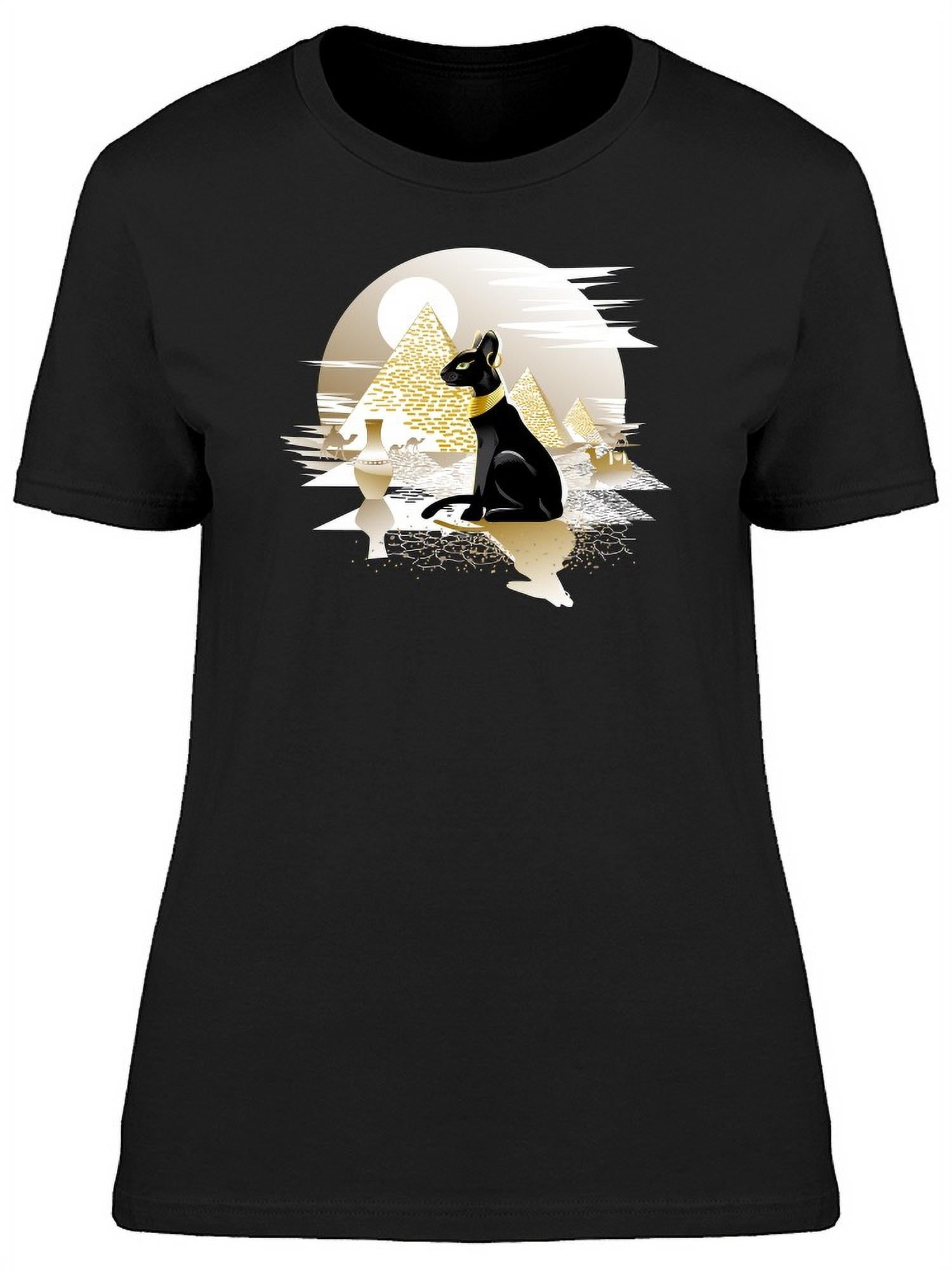 Smartprints Womens Graphic Tee - Egyptian Black Cat Landscape - Regular ...