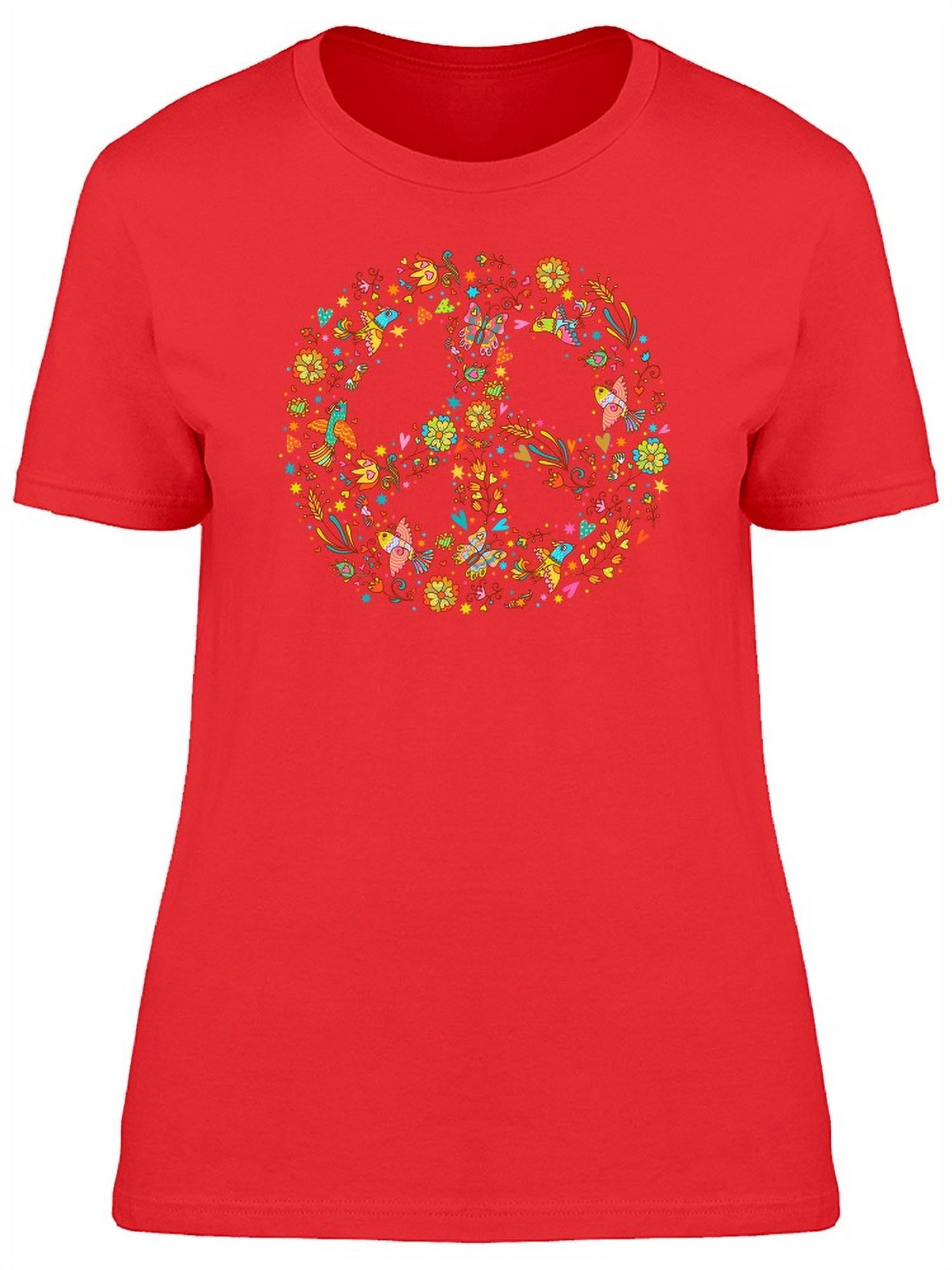 Smartprints Womens Graphic Tee - Hippie Sign In Floral Logo - Regular ...