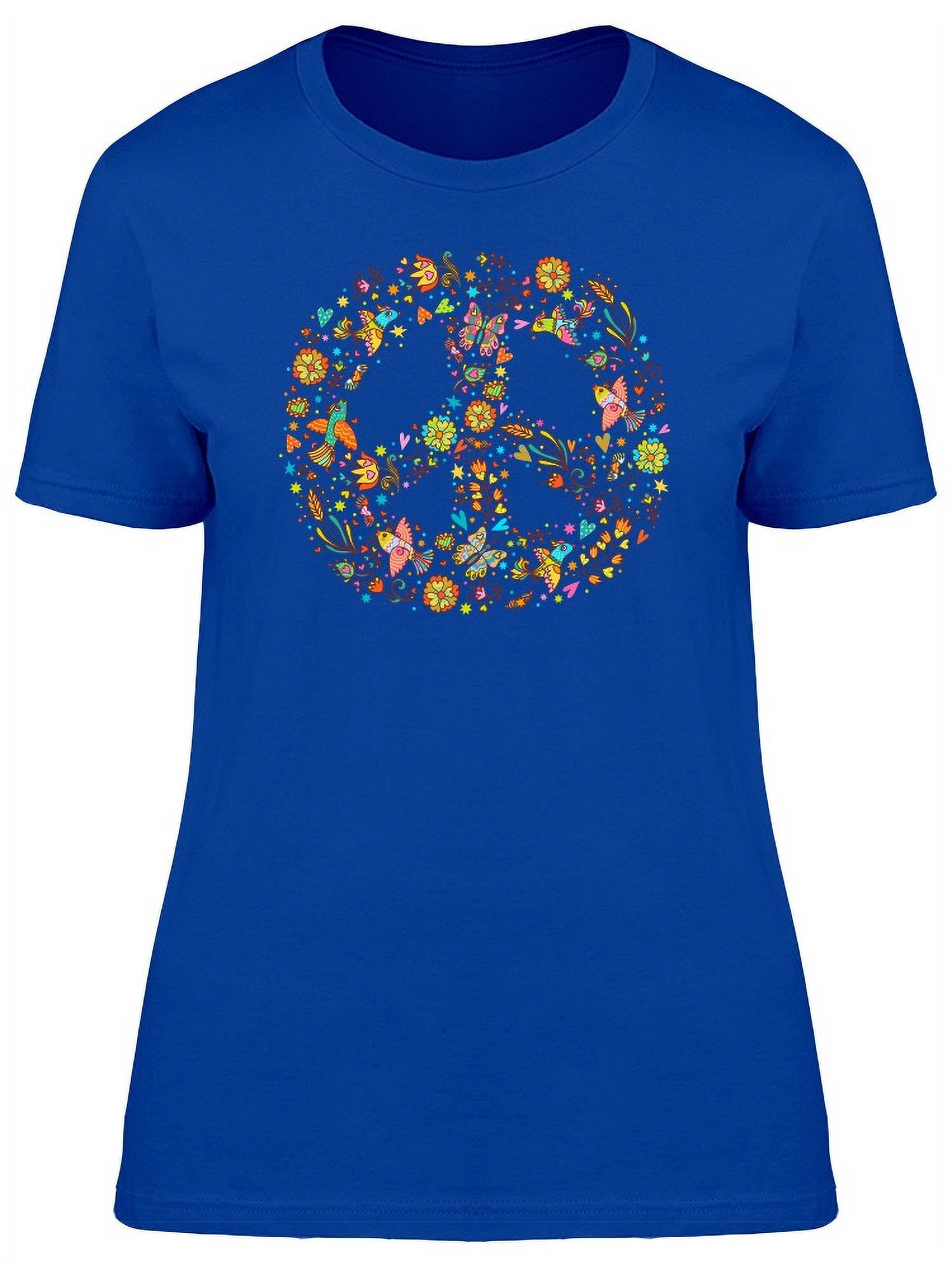 Smartprints Womens Graphic Tee - Hippie Sign In Floral Logo - Regular ...