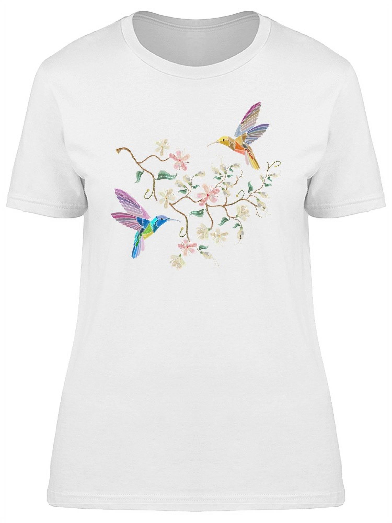 Smartprints Womens Graphic Tee - Two Hummingbirds On Sakura Tree ...