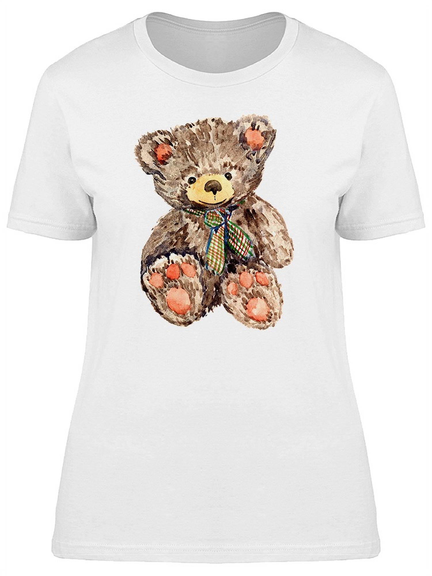 Smartprints Womens Graphic Tee White - Teddy Bear In Cute Watercolor ...