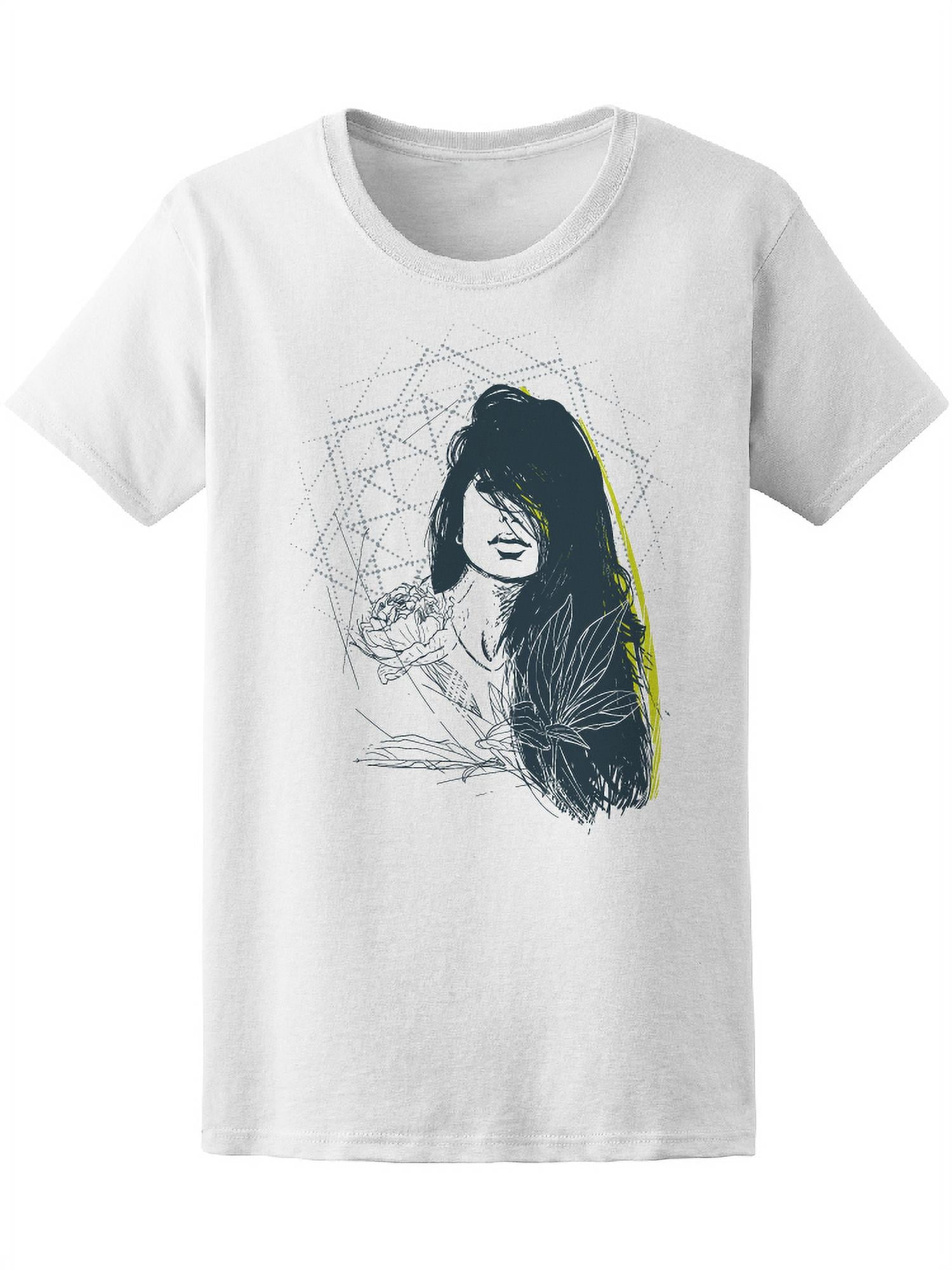 Smartprints Womens Graphic Tee - Young Woman With Long Dark Hair ...