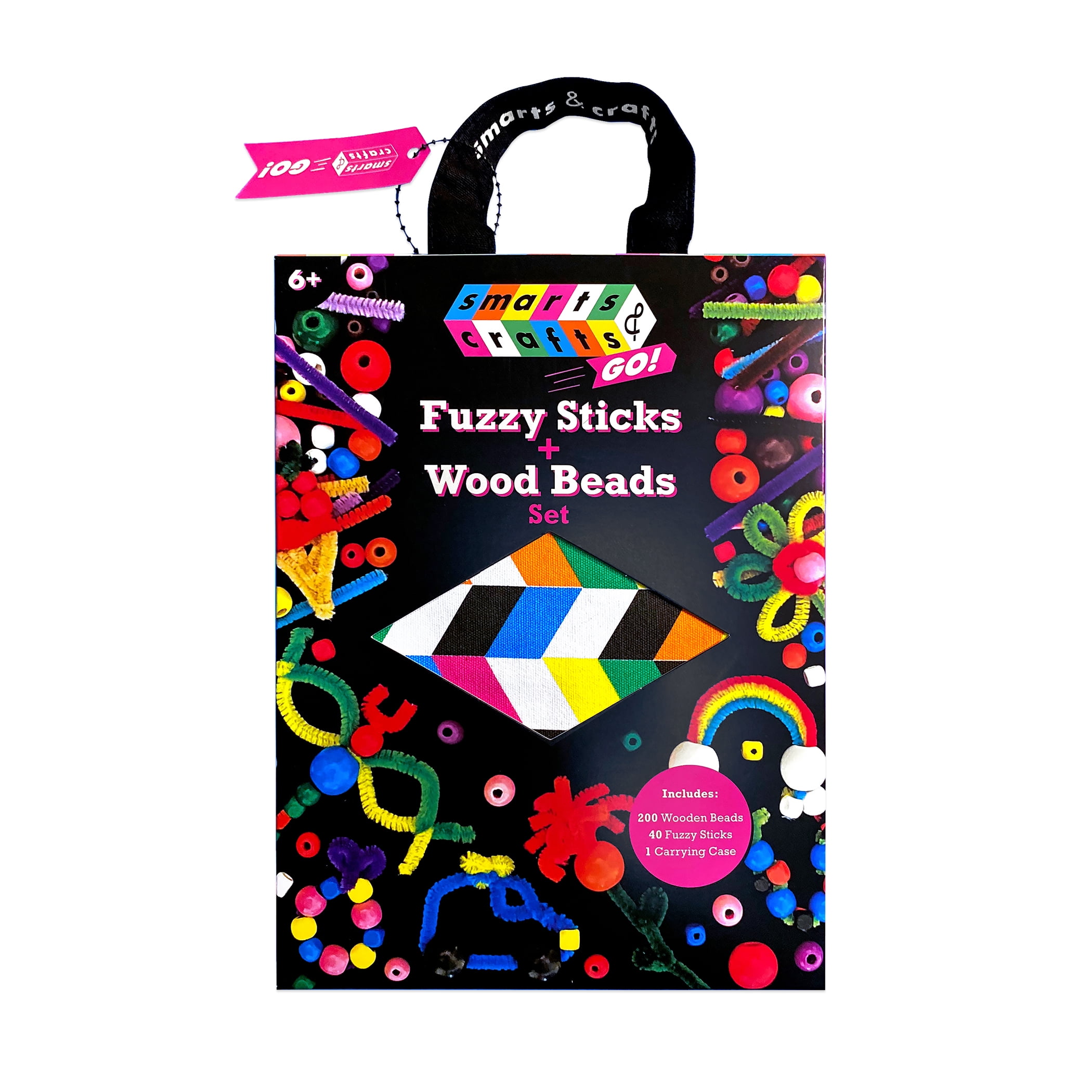Smarts & Crafts Fuzzy Sticks and Wood Beads Craft Kit, 241 Pieces ...