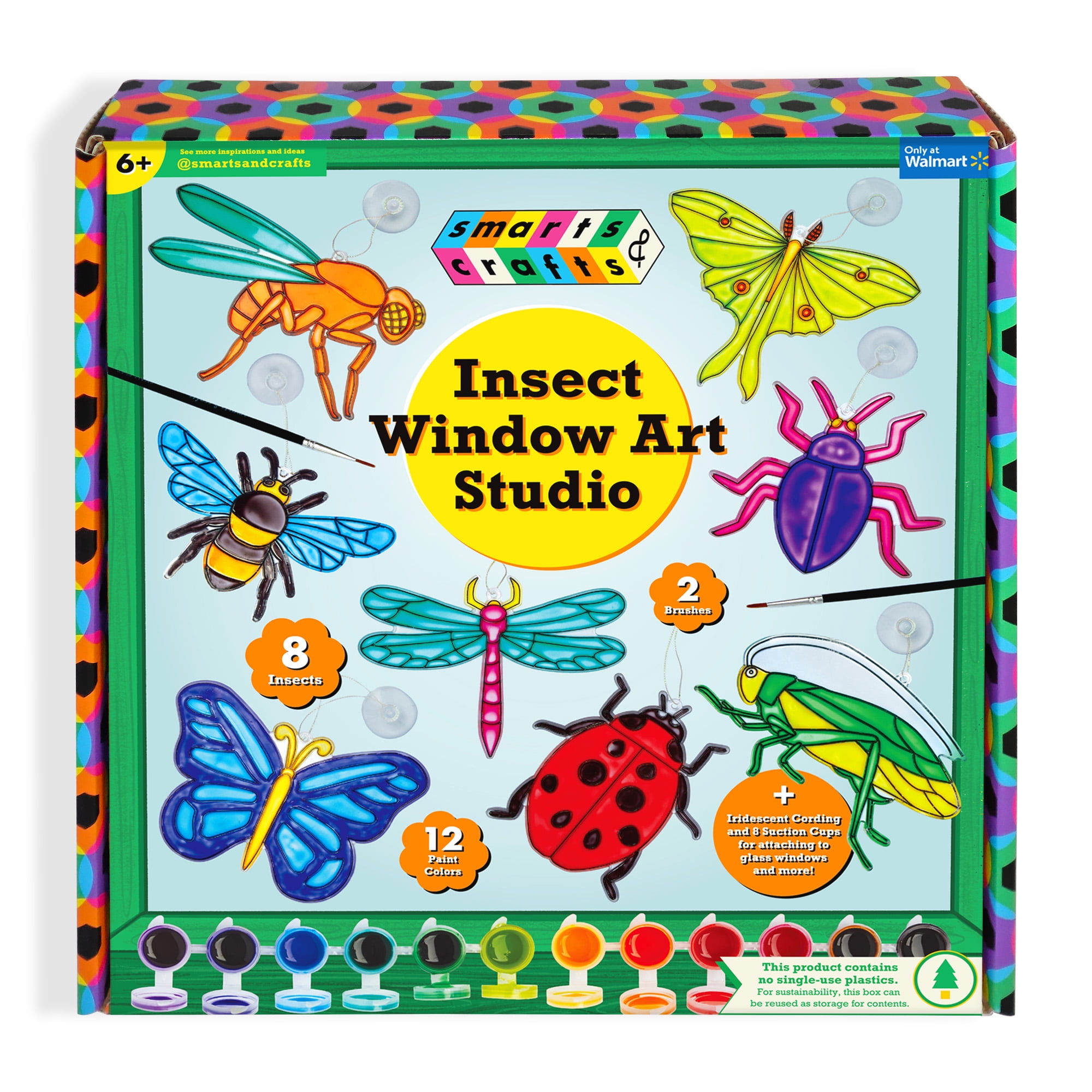 Smarts & Crafts Insect Window Art Kit, 30 Pieces, Multi-color, for Boys ...