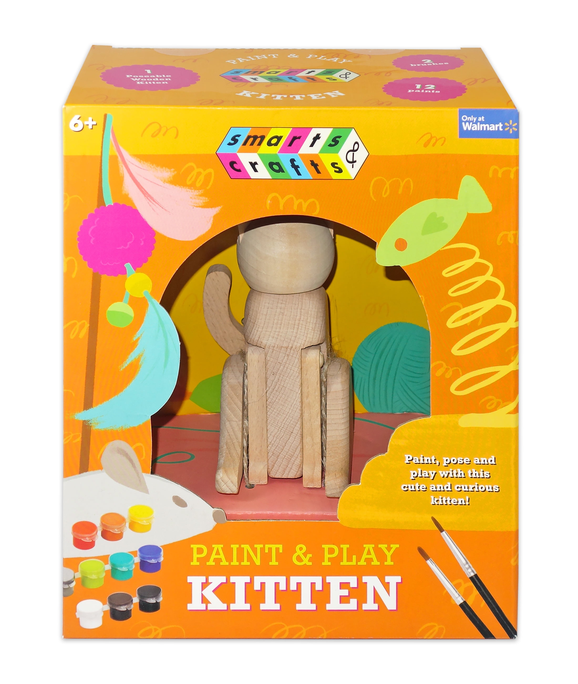 Smarts & Crafts Paint & Play Kitten,15 Pieces, for Children 6 years and ...