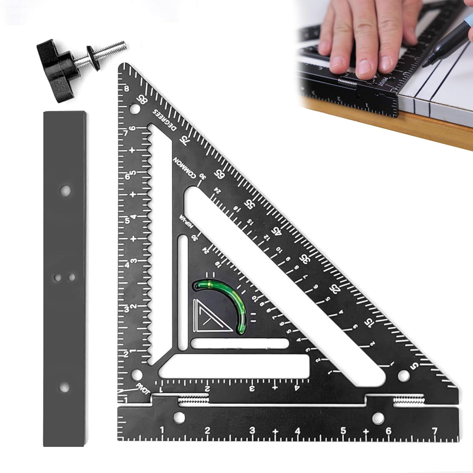 Smarts Squares, 8.5-in Adjustable Woodworking Rafter Square with Level ...
