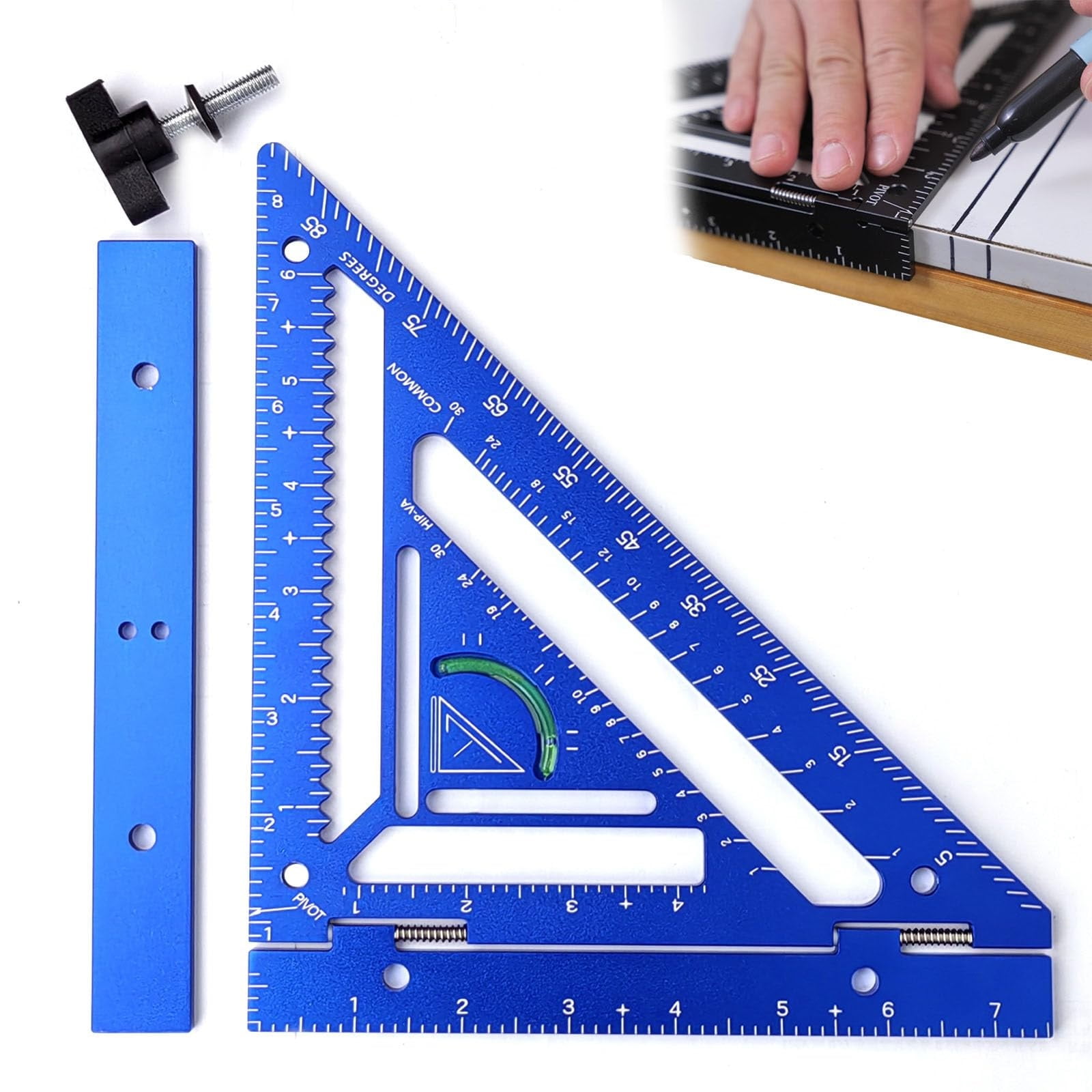 Smarts Squares, 8.5-in Adjustable Woodworking Rafter Square with Level ...