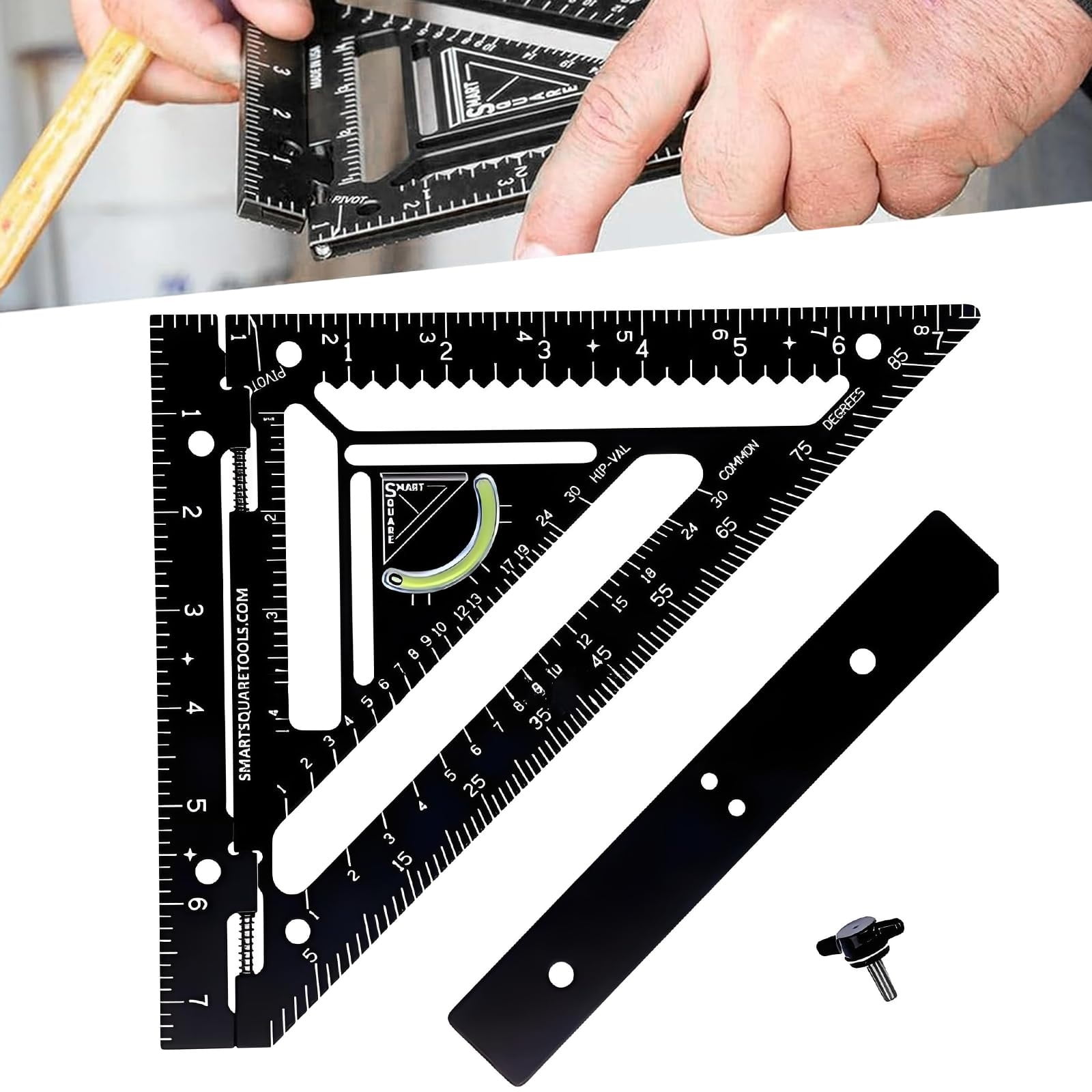 Smarts Squares Tool, 8.5-in Adjustable Woodworking Rafter Square with ...