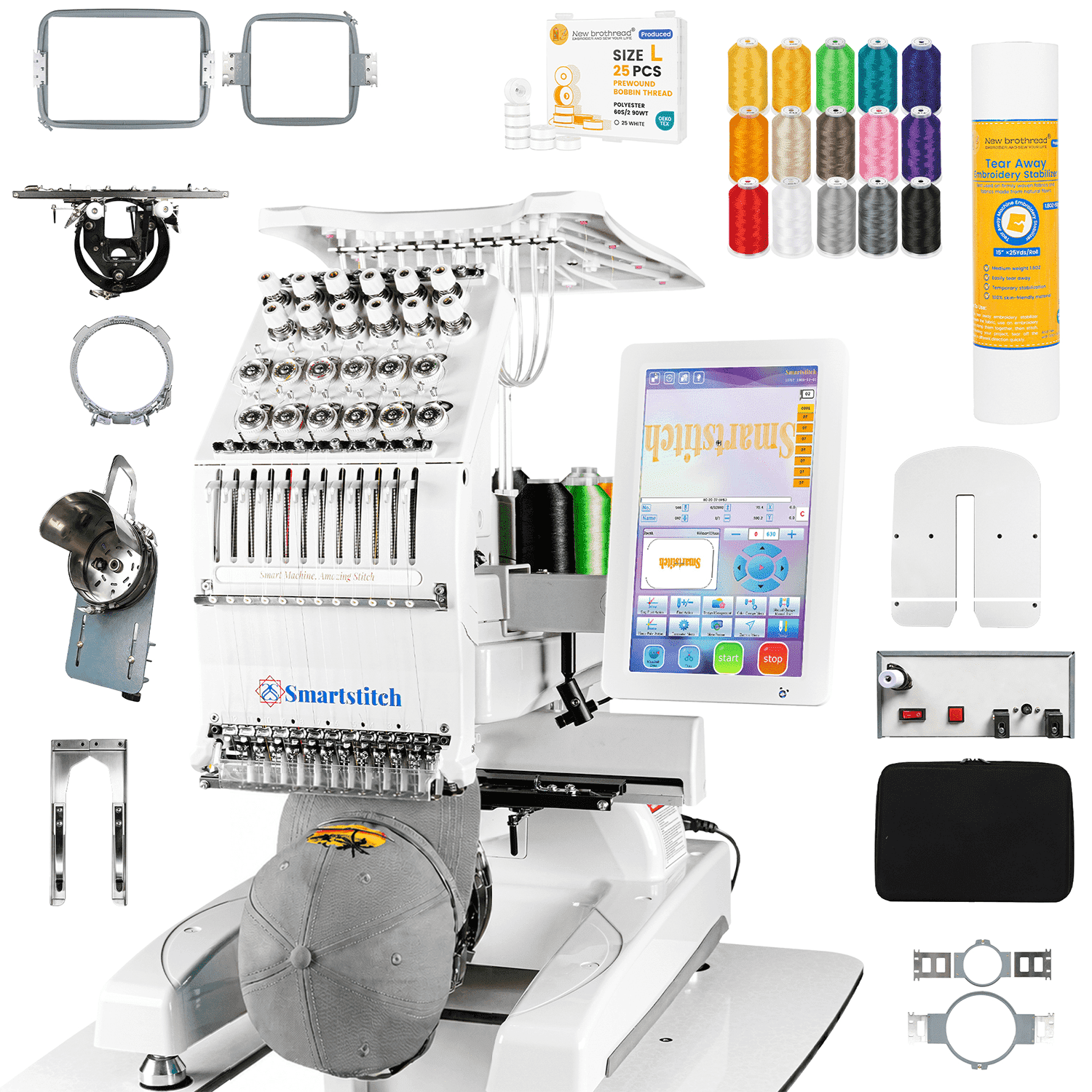 Smartstitch S-1201 Compact 12-Needle Embroidery Machine, 1200 SPM, 10 ...