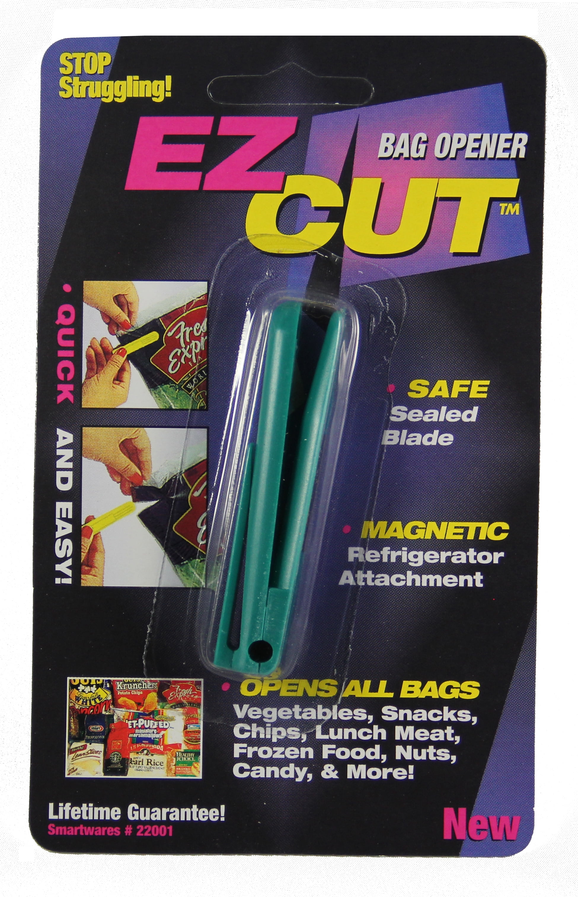 Smartwares EZCut Bag Opener, Plastic and stainless blade, fridge magnet ...