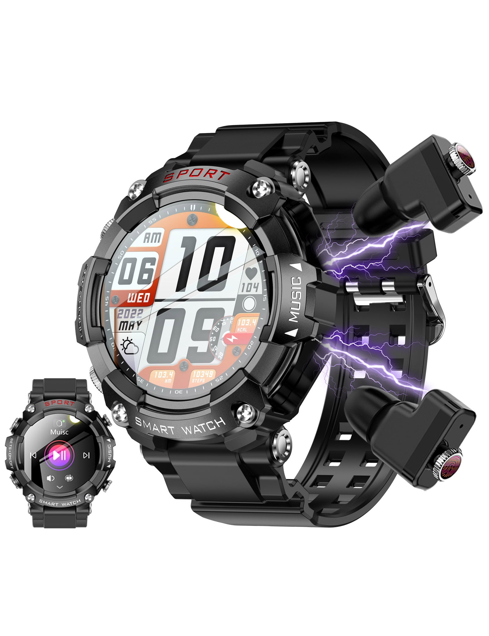 Smartwatch with Earbuds, 1.52" HD Screen Fitness Watch, Take/Dial Calls ...