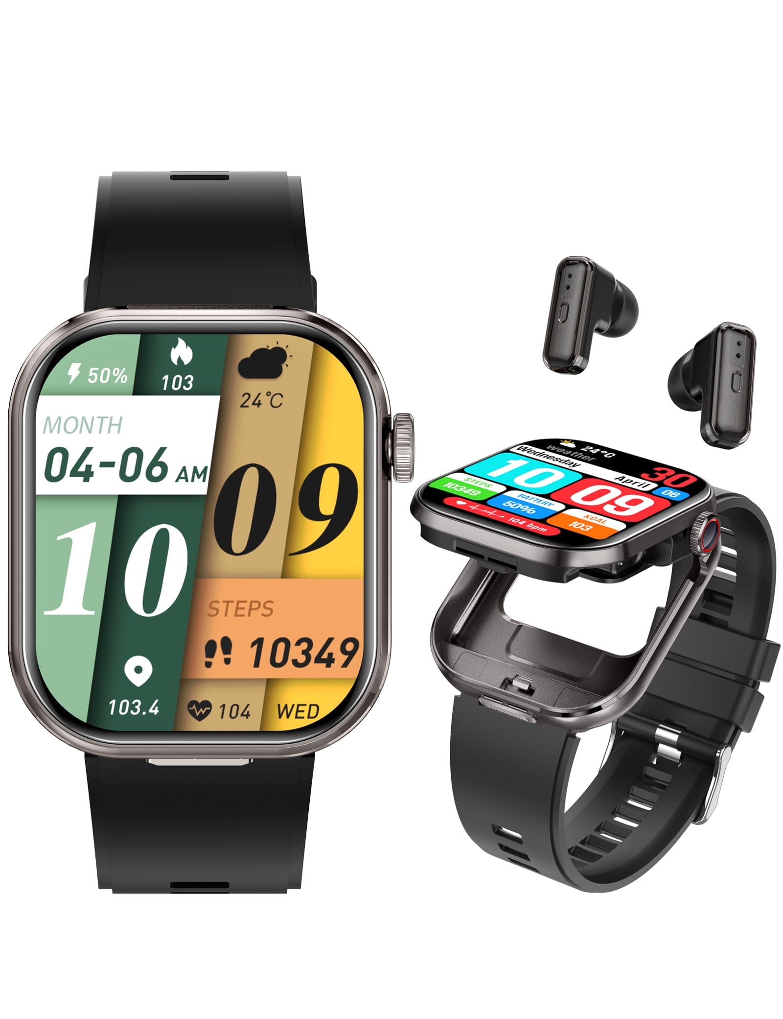 Smartwatch with Earbuds, 2.02" HD Screen Fitness Watch, Take/Dial Calls ...