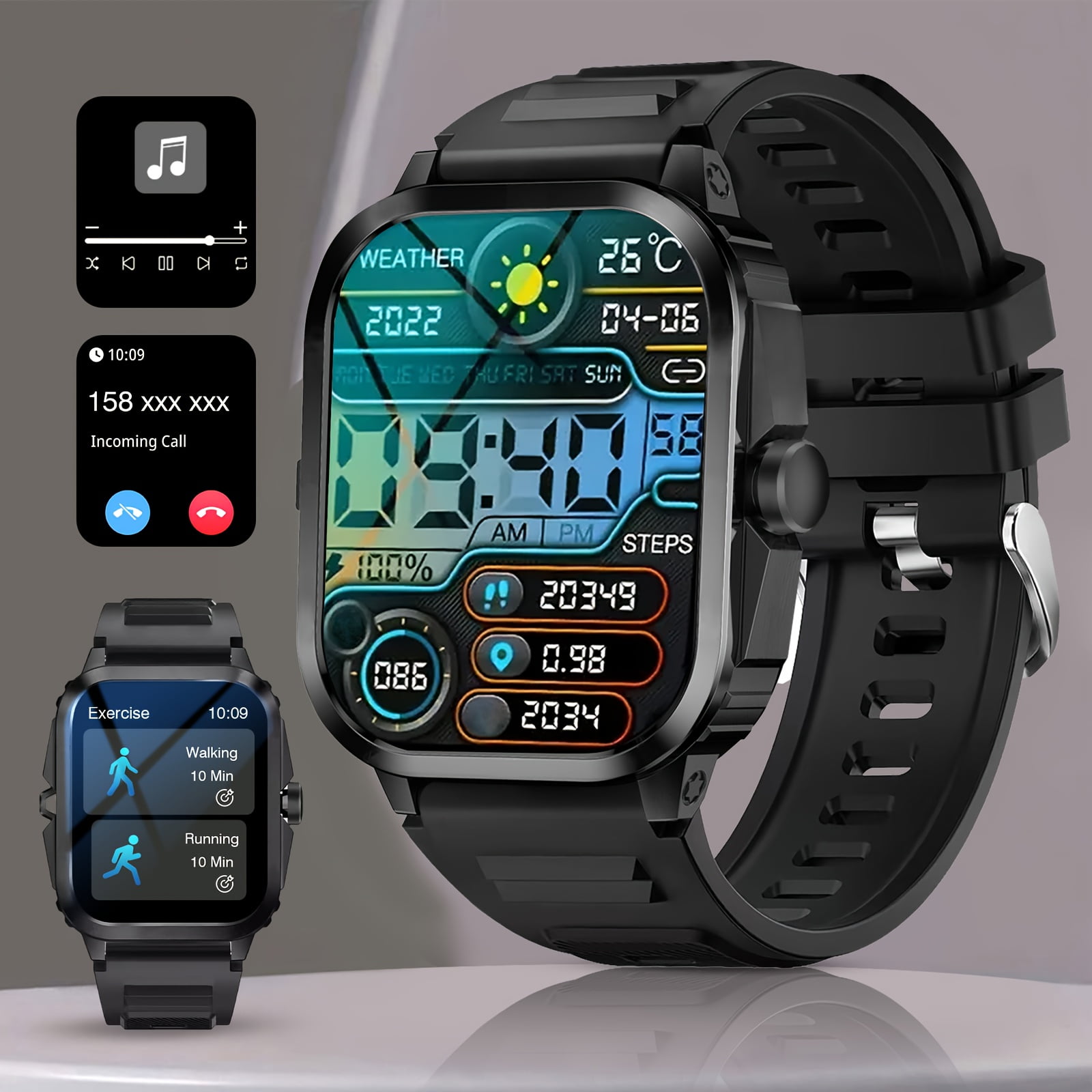 Smartwatch, HD Touch Screen, BT 5.3 Call, Stainless Steel Strap, iPhone ...