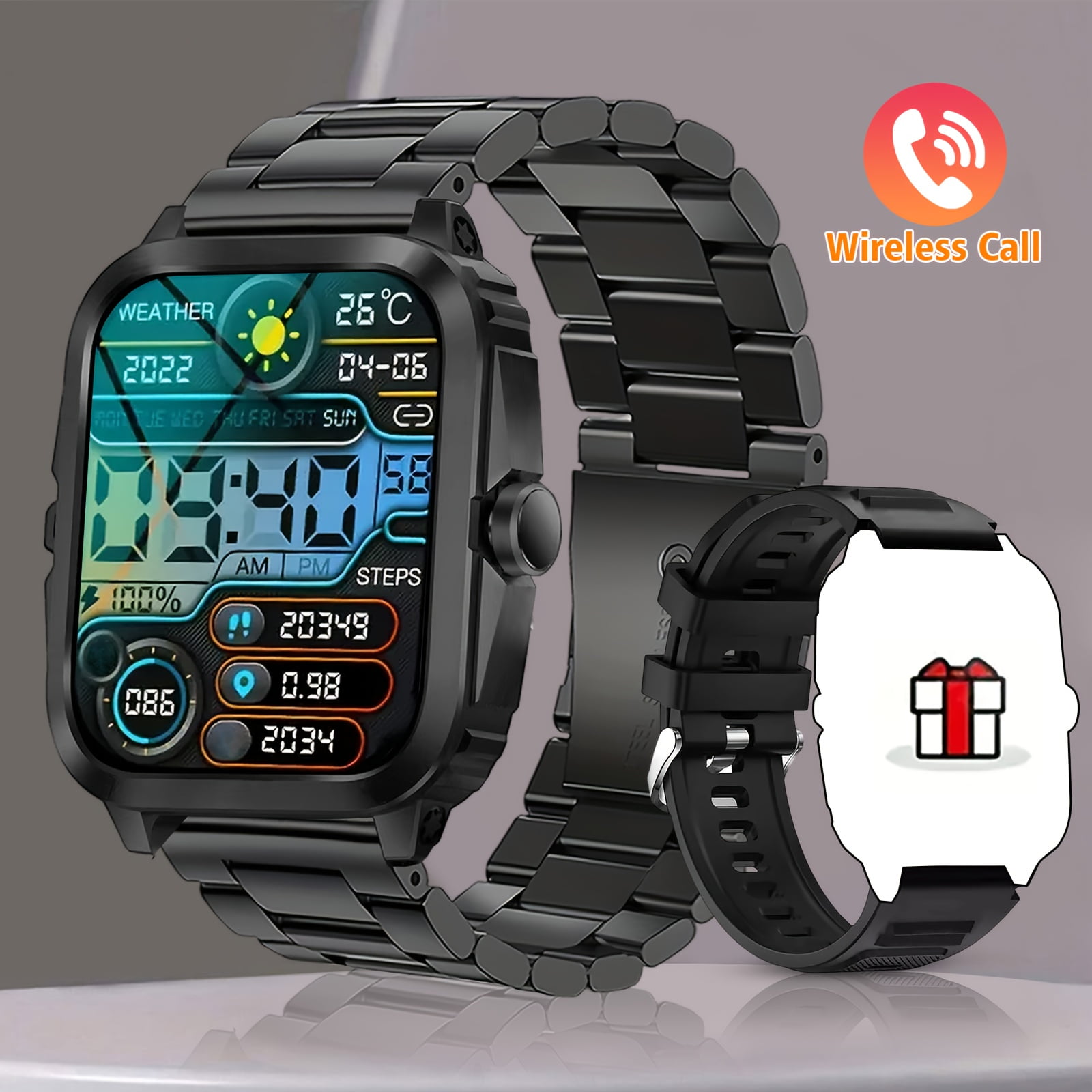 Smartwatch, HD Touch Screen, BT 5.3 Call, Stainless Steel Strap, iPhone ...